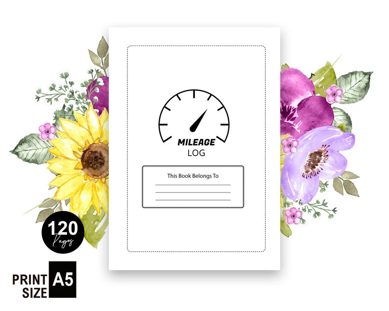 Mileage Log Book A5 Size Printable - Etsy
