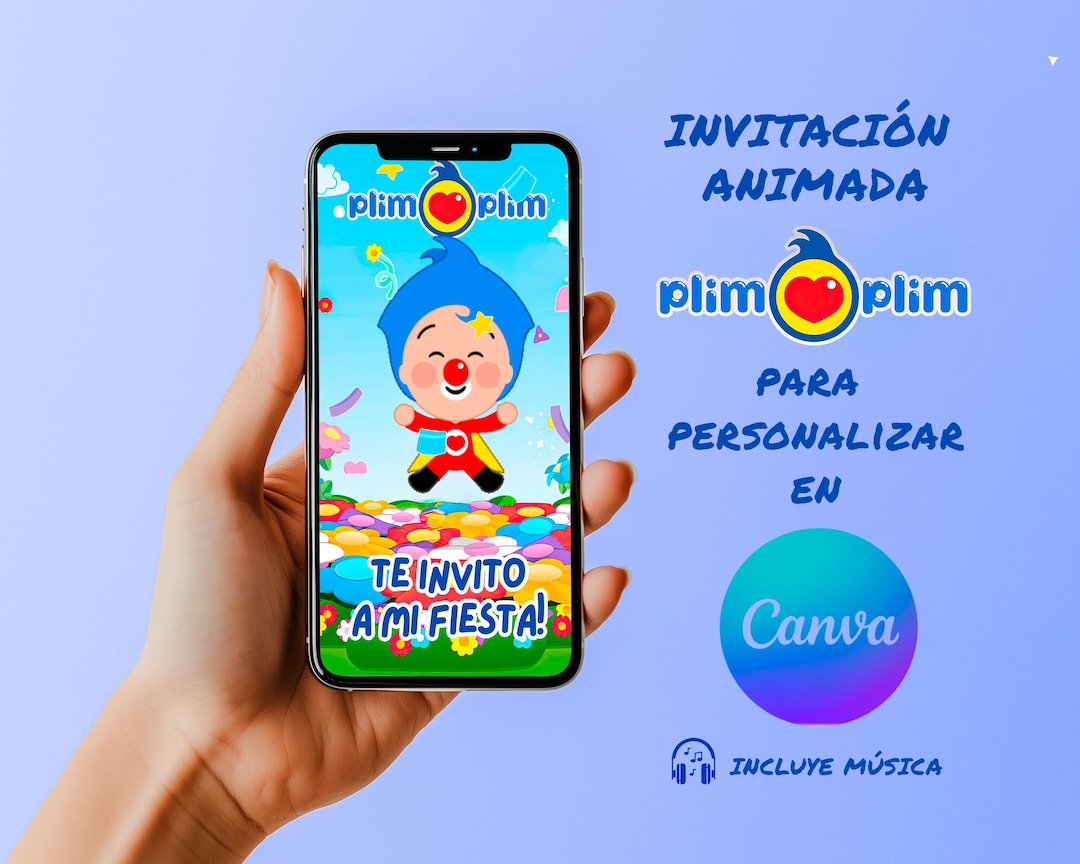Plim Plim Birthday Invitation Video | Animated Canva Template - Etsy