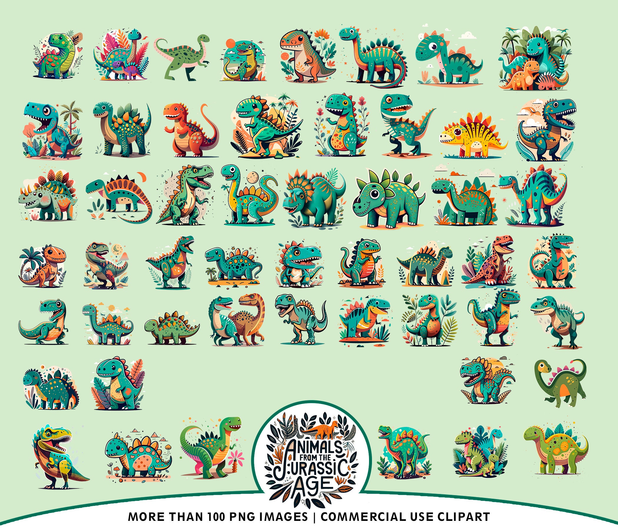 Dinosaur Clipart Pack | Clipart for Commercial Use | Nursery | Kids ...