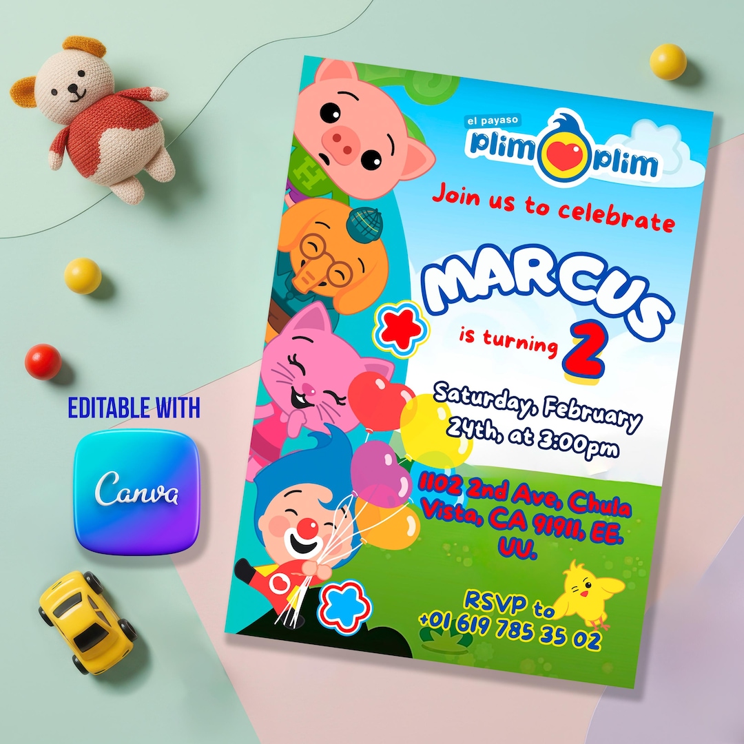 Invitación Plim Plim | Fiesta De Cumpleaños / Descarga Instantánea ...