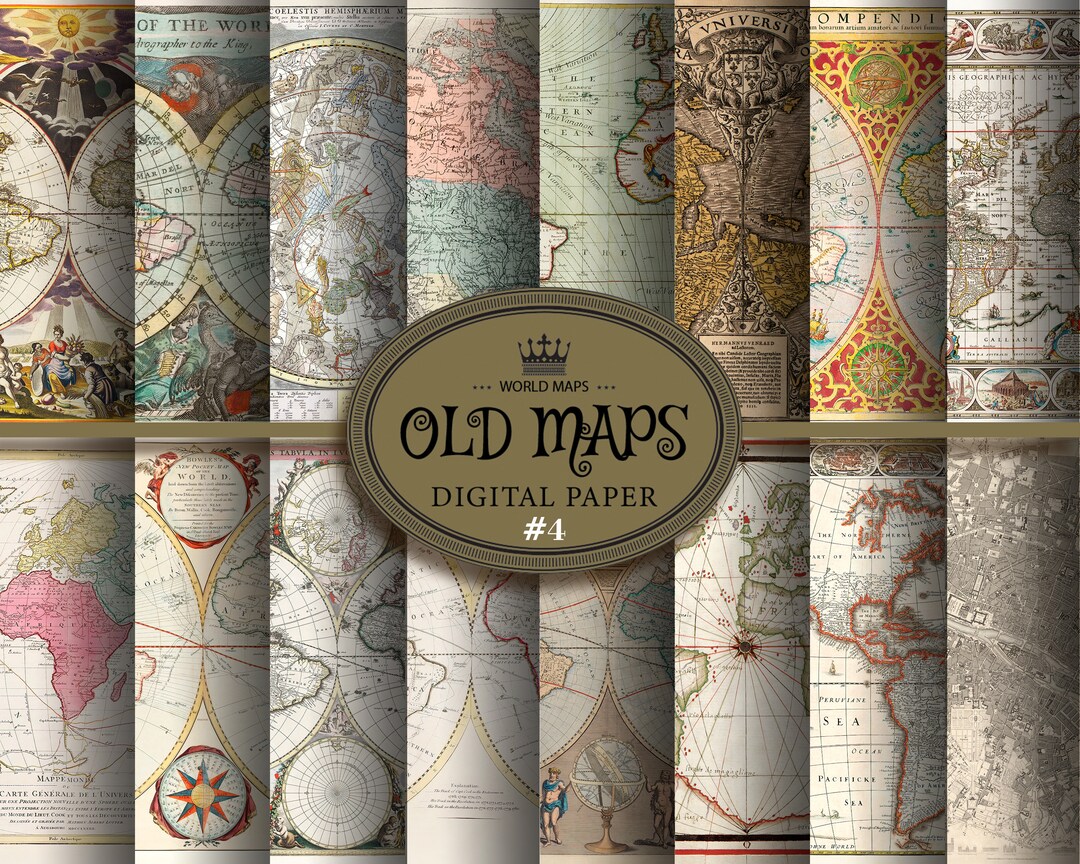 16 Old Maps #4 | Vintage Digital Maps - Etsy