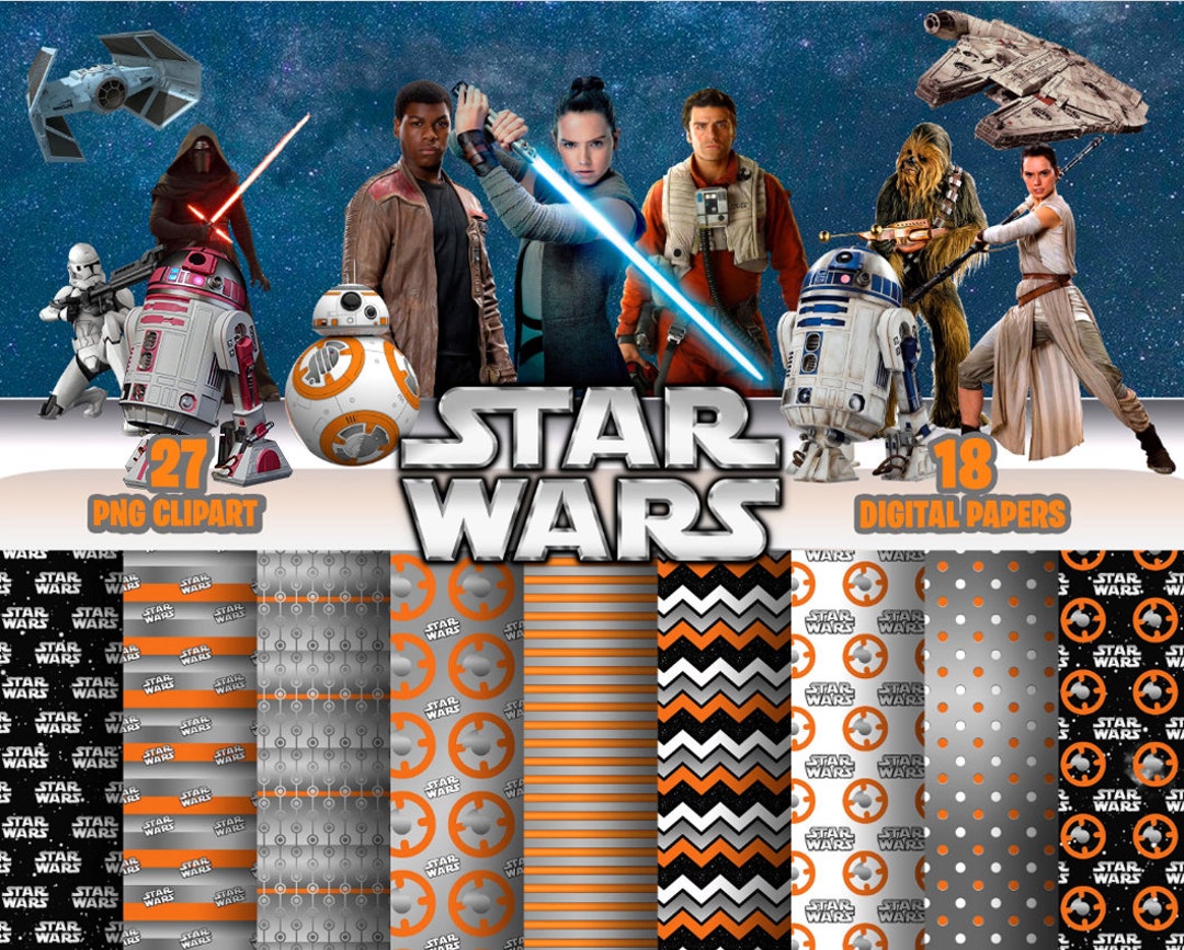 Star Wars Digital Kit BB8 Cliparts and Digital Papers Scrapbook - Etsy