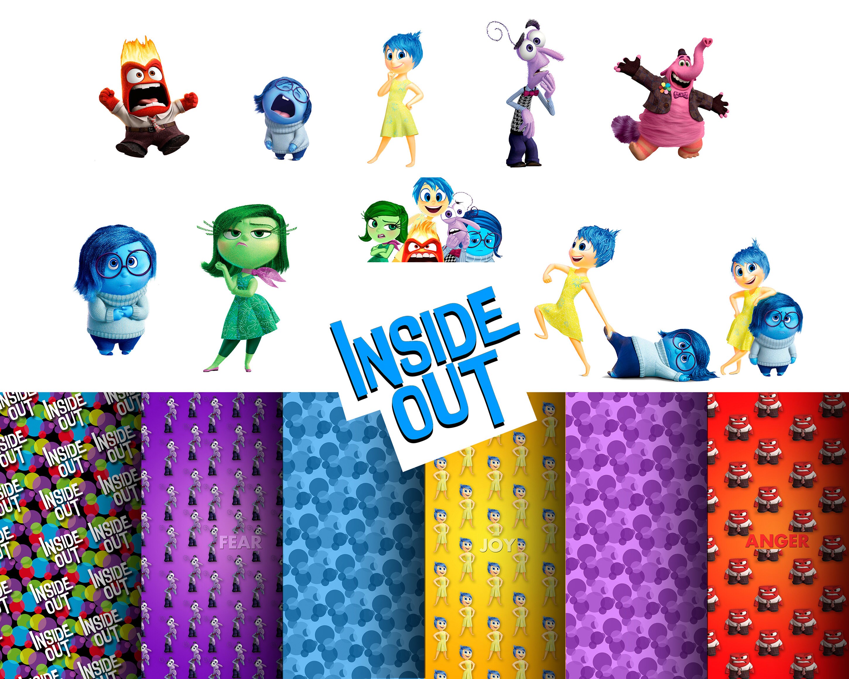Inside Out Clipart & Digital Paper Kit | PNG Files (digital Download ...