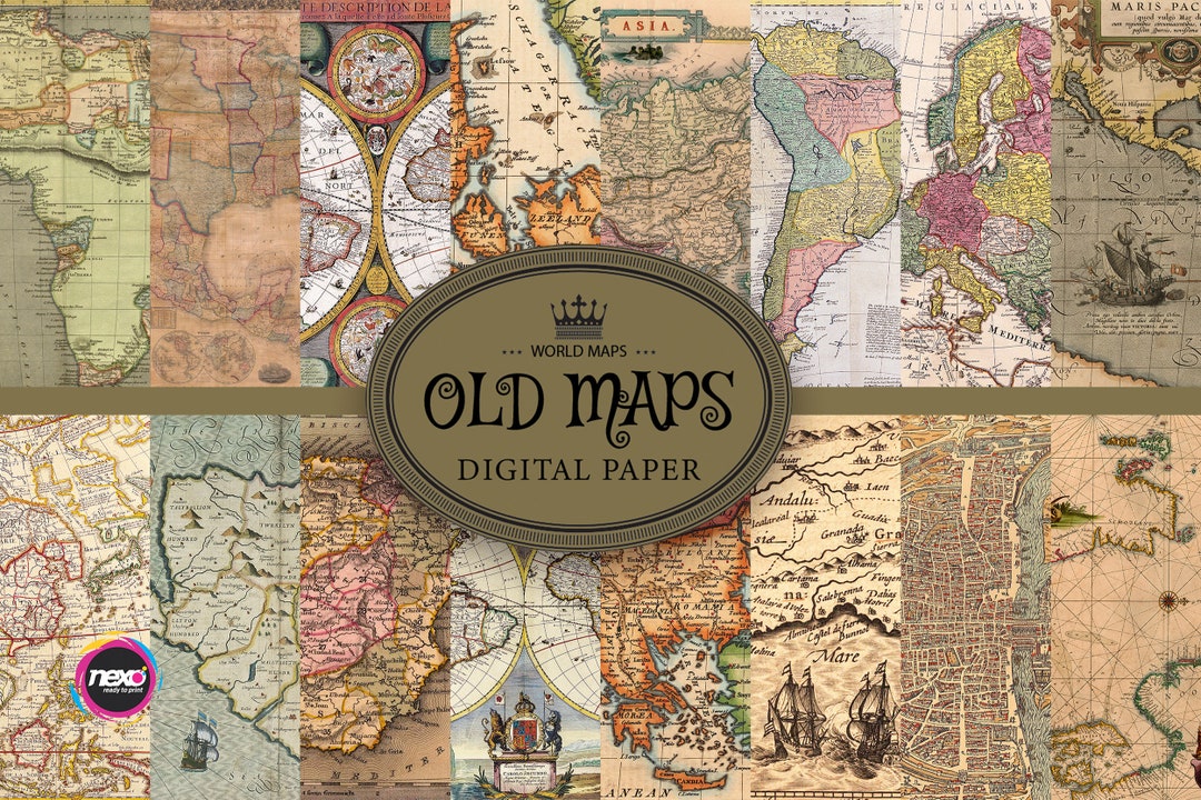 16 Old Maps | Vintage Digital Maps - Etsy