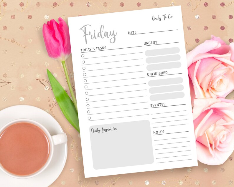 Daily to Do Planner Printable Organizer A4 A5 & Letter - Etsy