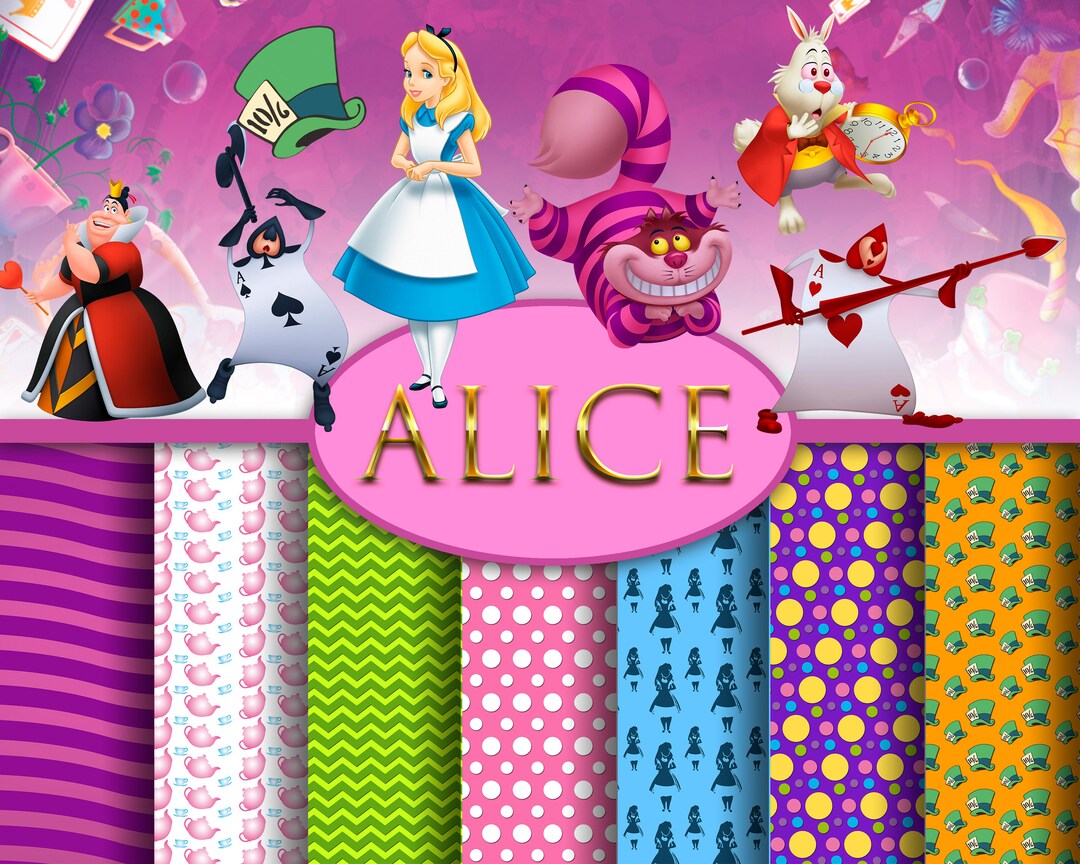 Alice in the Wonderland | Digital Paper & Clipart - Etsy