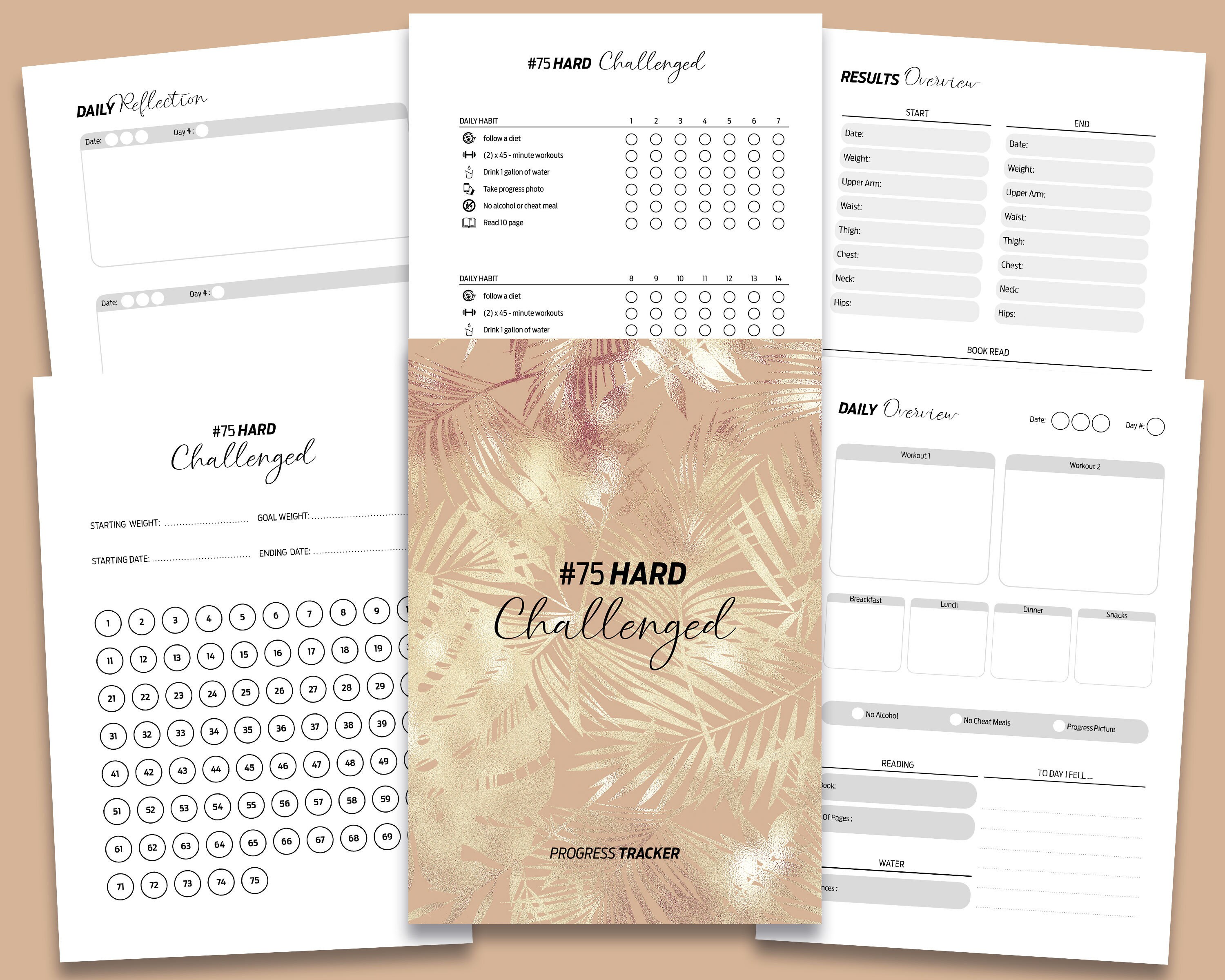 75 Hard Challenge Progress Tracker Health Habit Tracker | Etsy