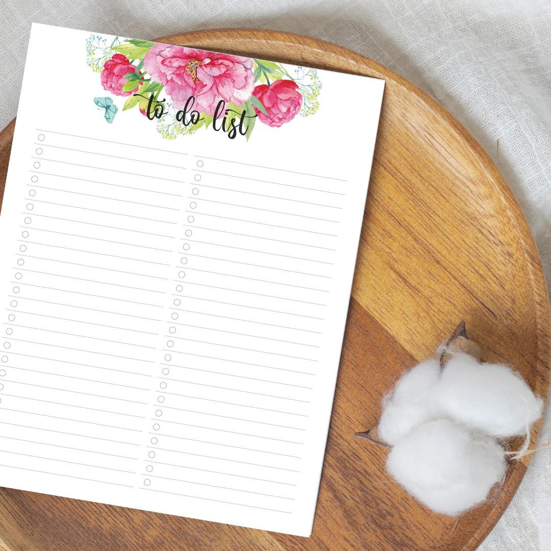 Printable to Do List Template, Floral Planner Insert, Feminine Flower ...