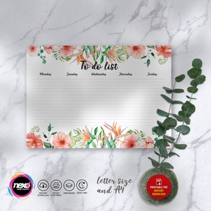 Floral to Do List Printable, Letter & A4 Size (digital Download) - Etsy