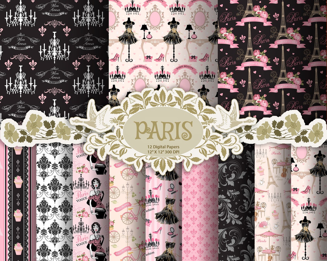 París | 12 Digital Papers - Etsy