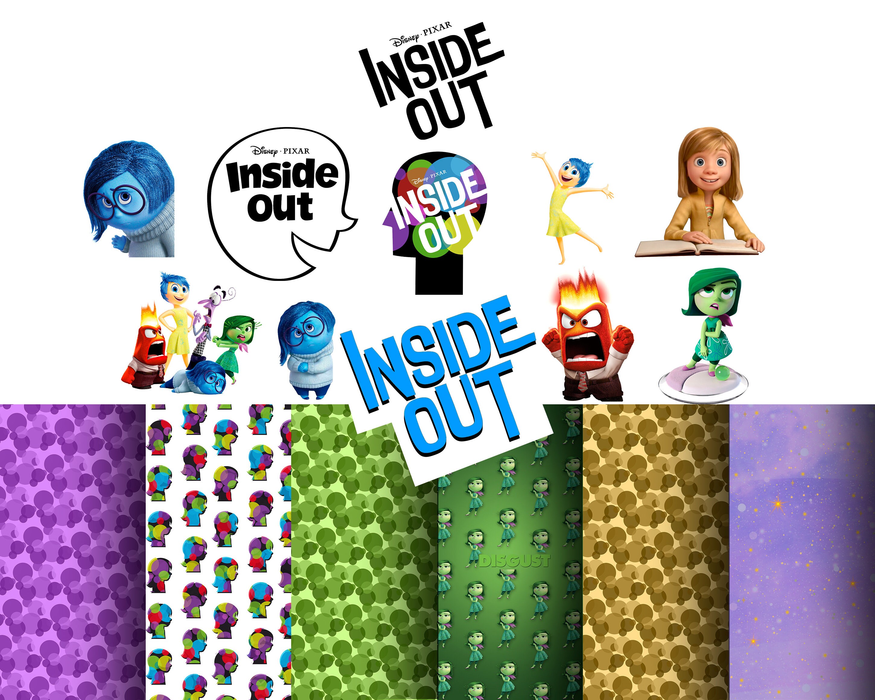 Inside Out Clipart & Digital Paper Kit | PNG Files (digital Download ...