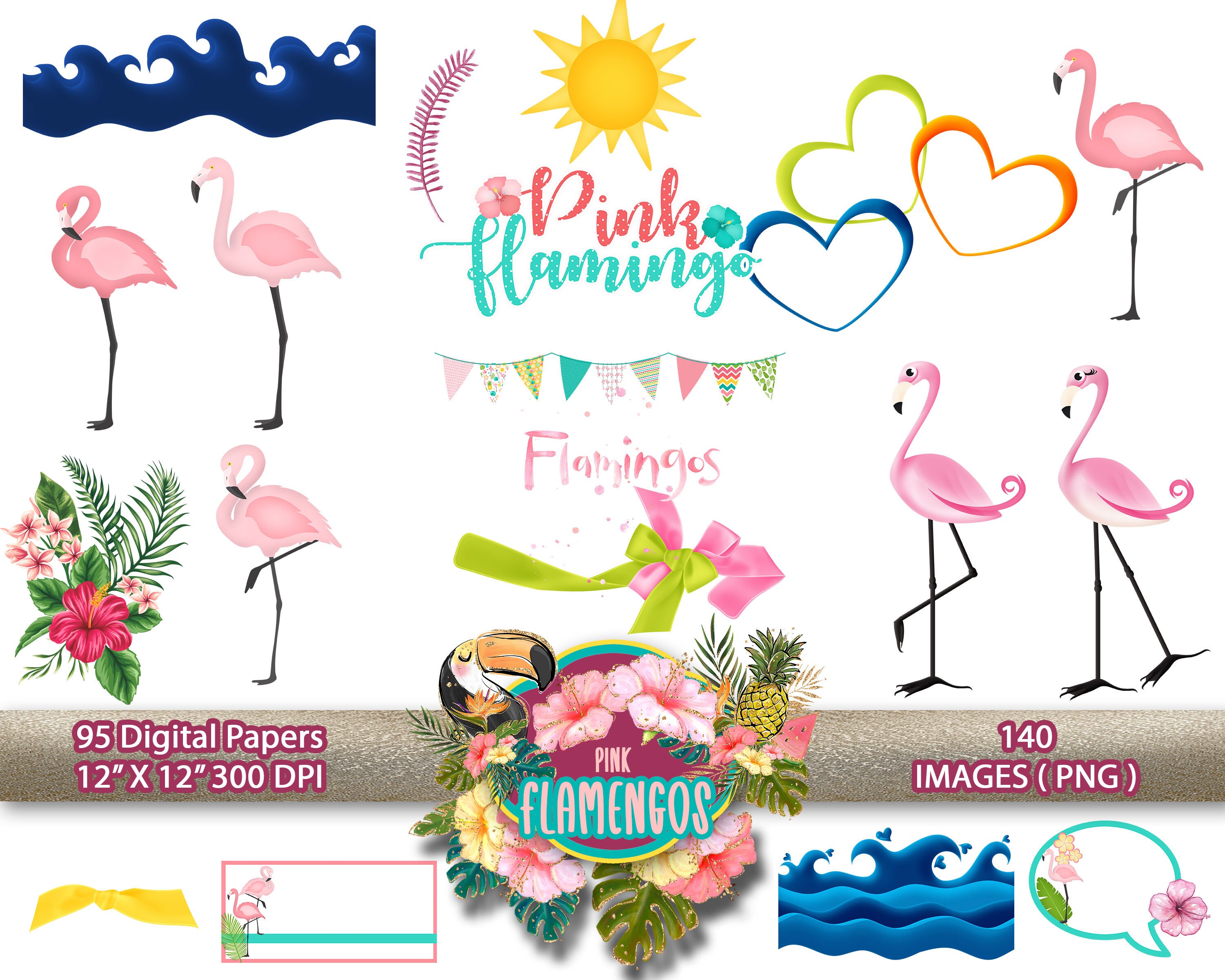 Pink Flamingo Scrapbook Paper - Etsy