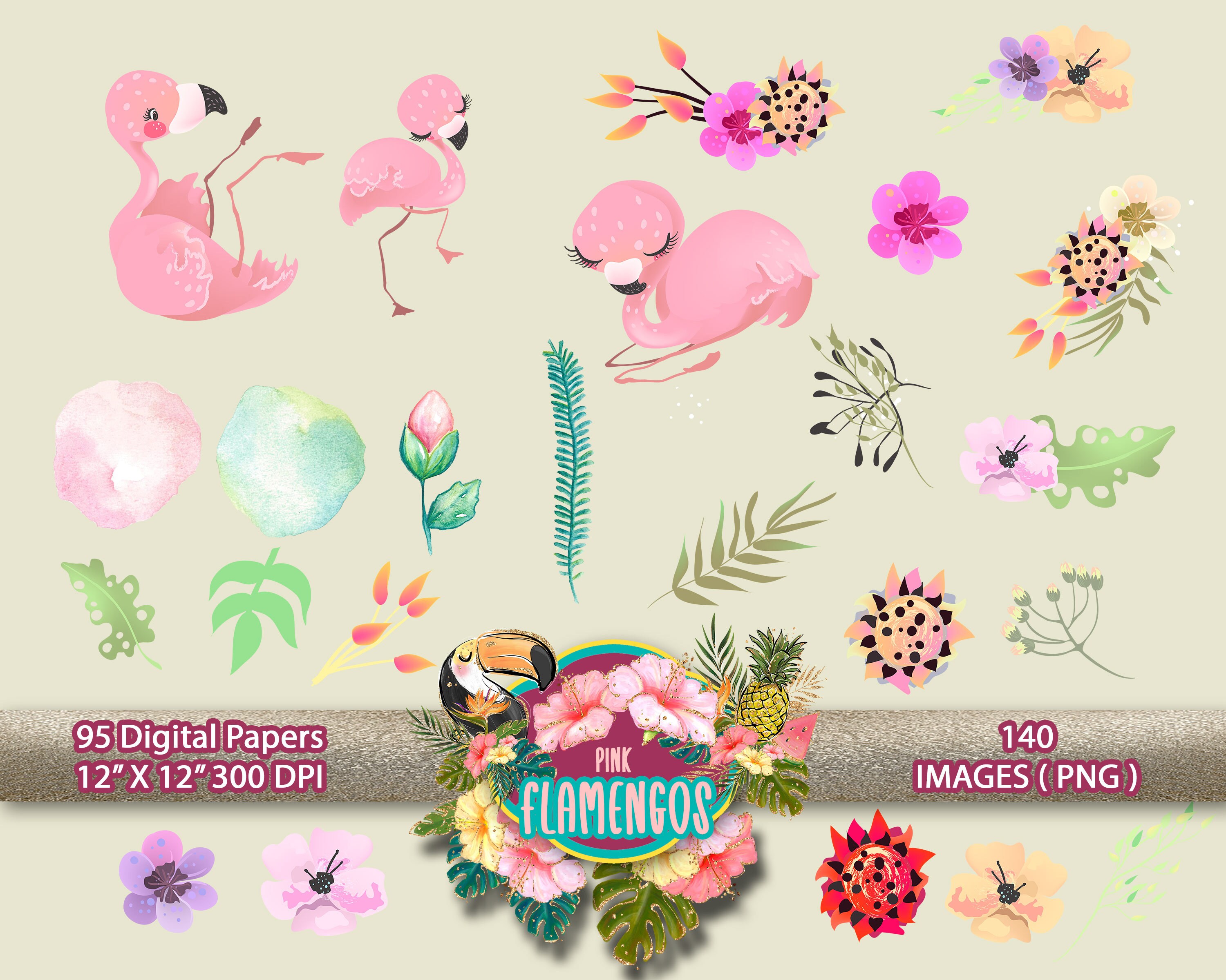 Pink Flamingo Scrapbook Paper - Etsy