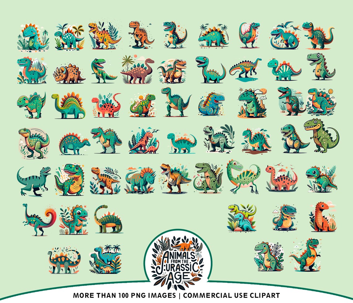 Dinosaur Clipart Pack | Clipart for Commercial Use | Nursery | Kids ...