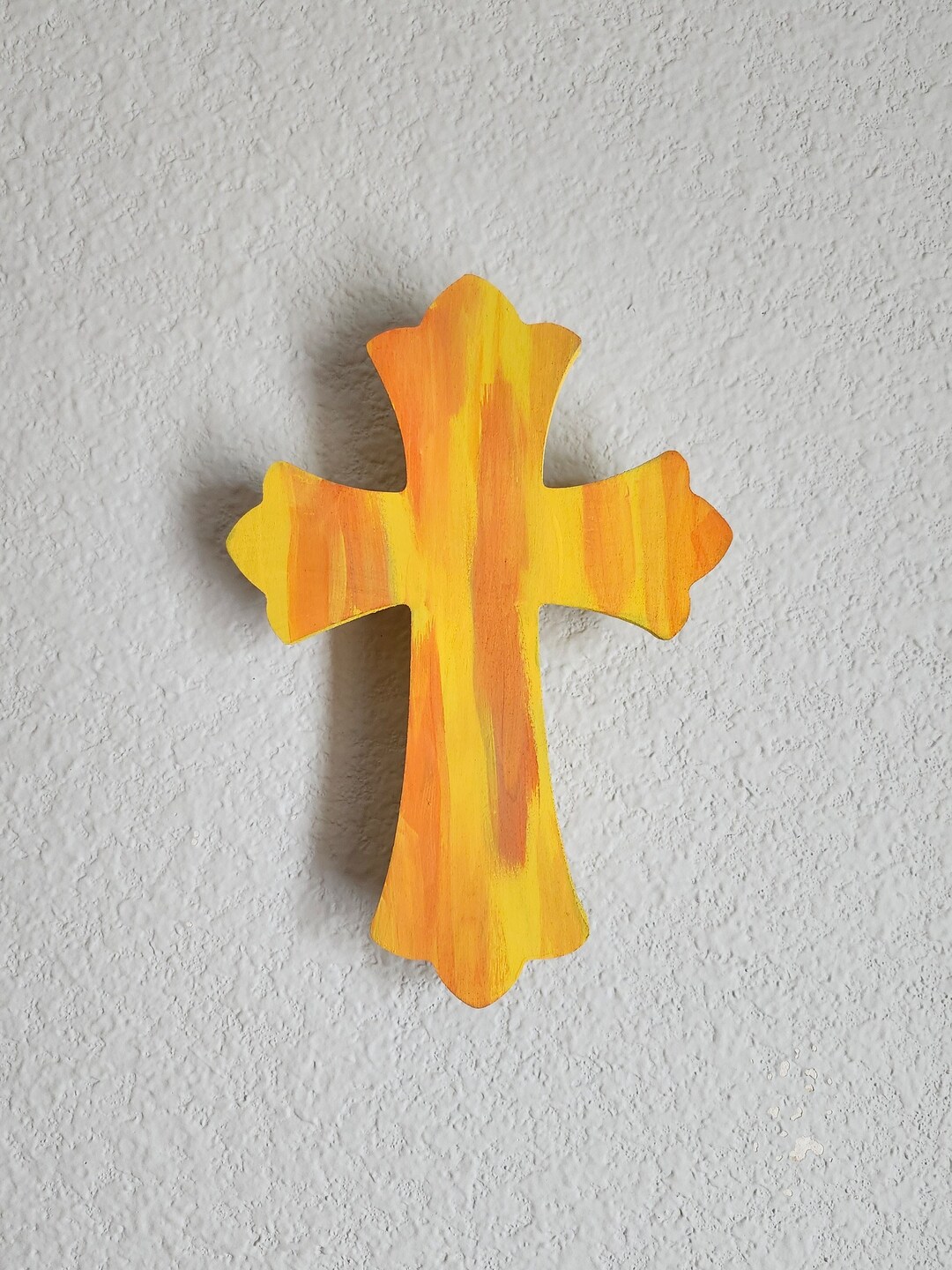 Yellow Crucifix Hand-painted Cross for Home Decor Yellow Cross for ...
