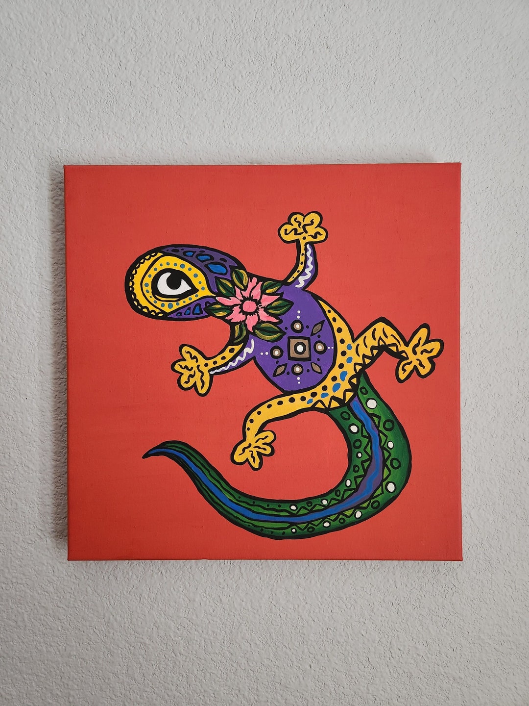 Alebrije Lizard Painting Oaxaca Folk Art Mexican Alebrije Acrylic on ...