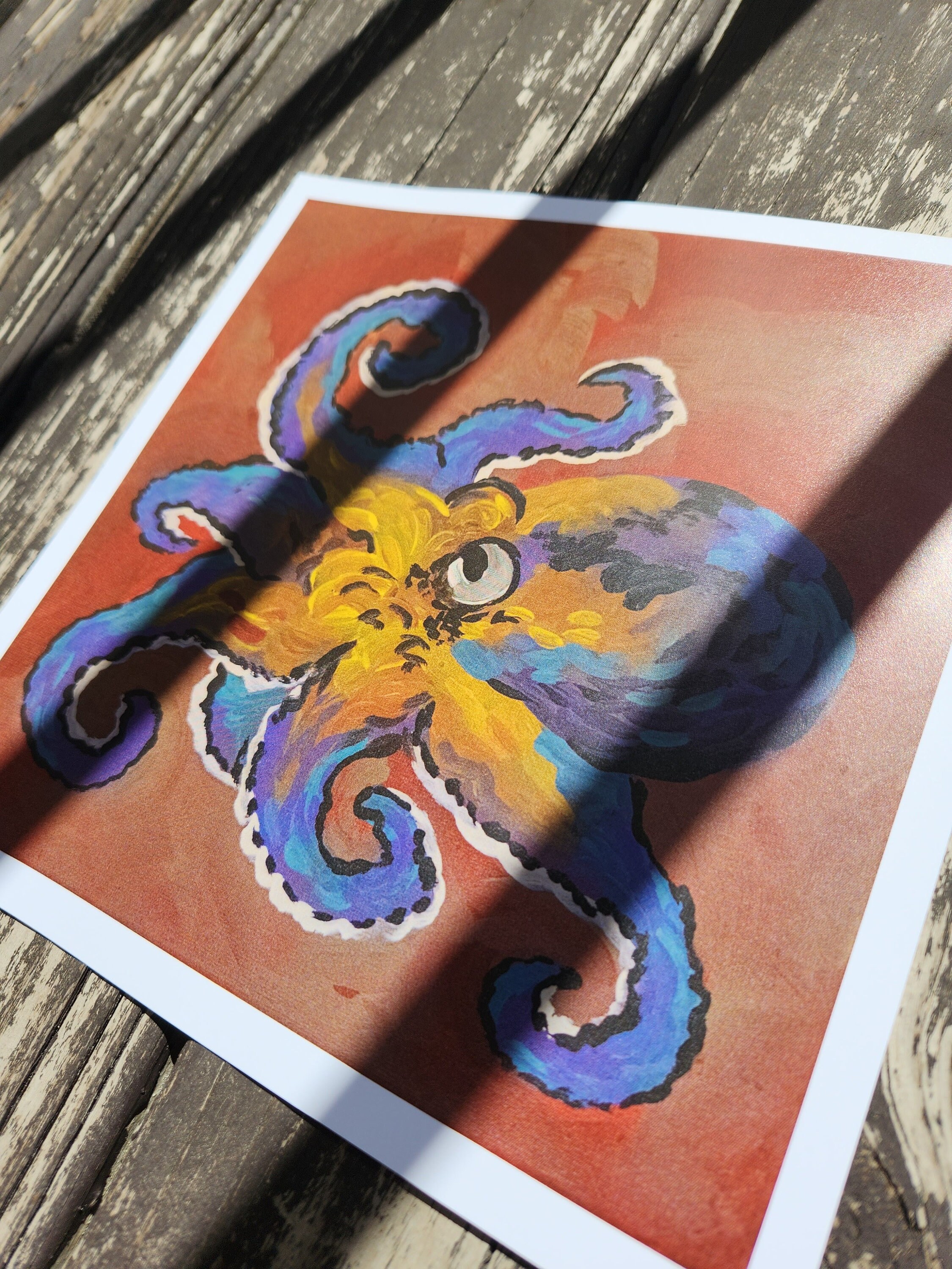 Octopus Art Print 8x8 Inches Nautical Home Decor Sea Life Print - Etsy