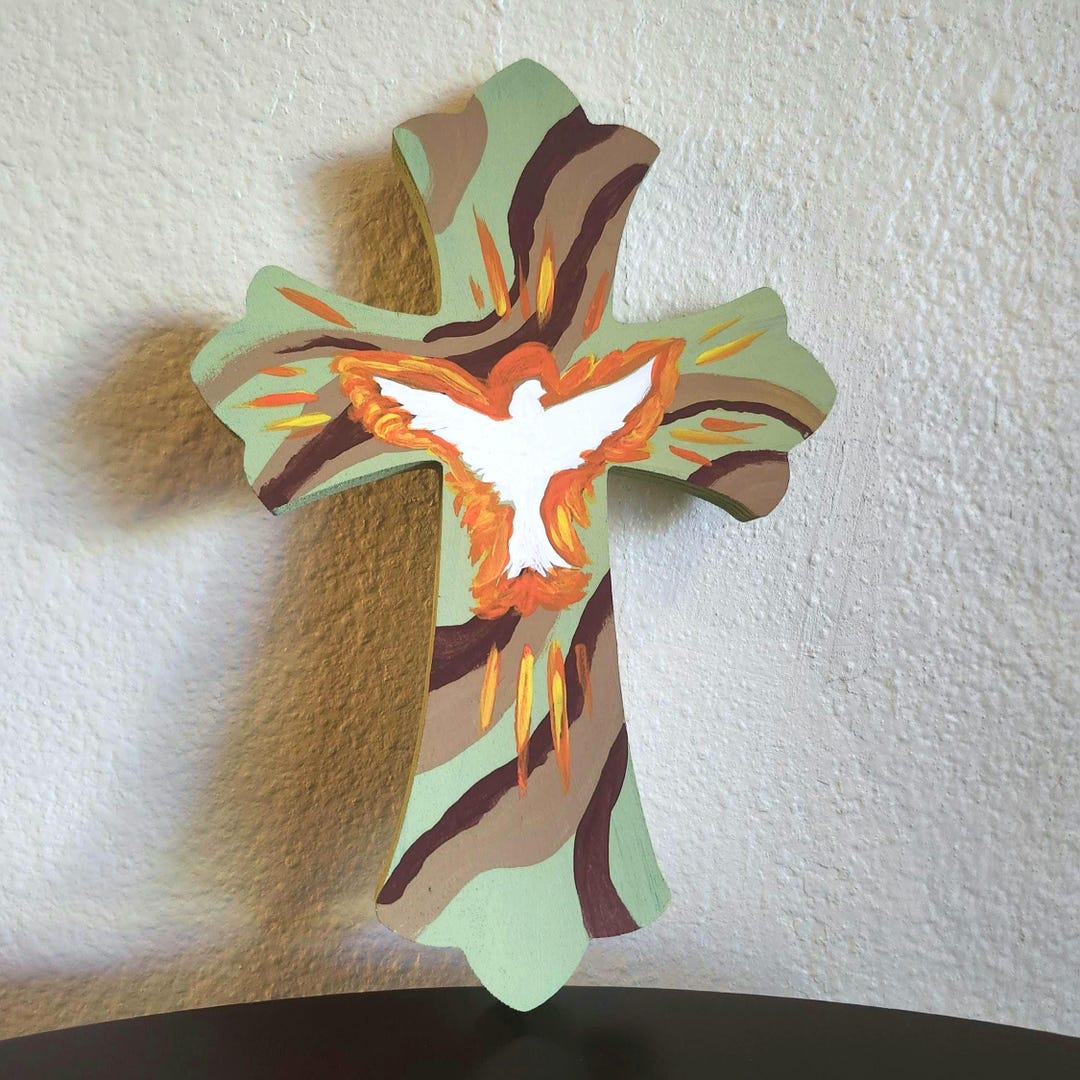 Hand-painted Cross Home Decor Green Cross for Cross Wall Texas Crucifix ...