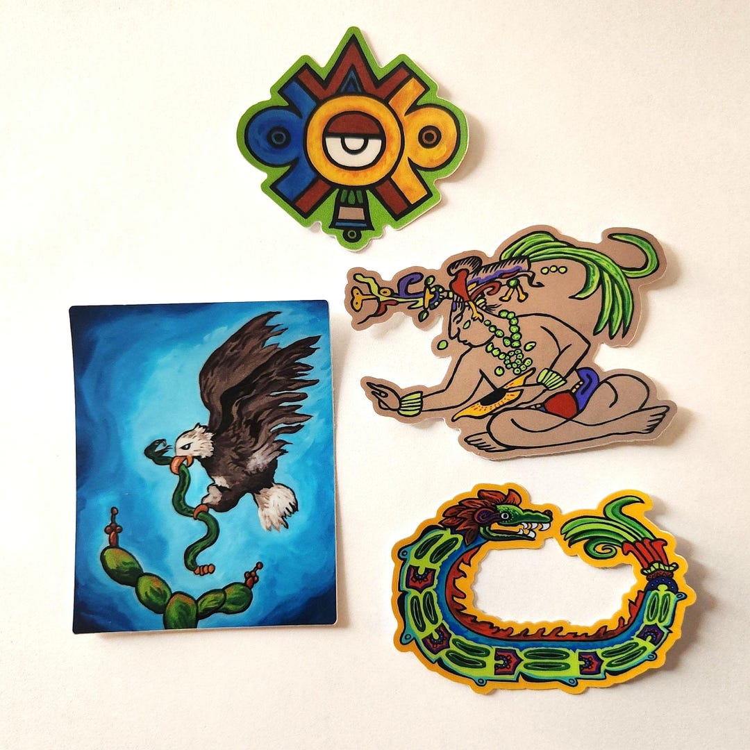 Aztec Vinyl Sticker Pack: Quetzalcoatl & Latino Art Decals - Etsy