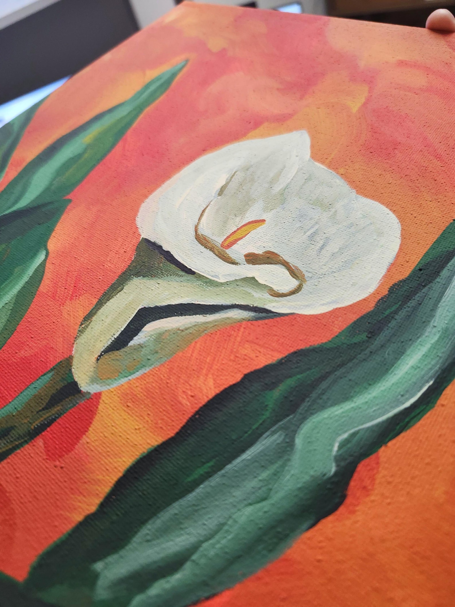 Calla Lily Painting: Hand-painted Floral Acrylic Art (12x12) - Etsy