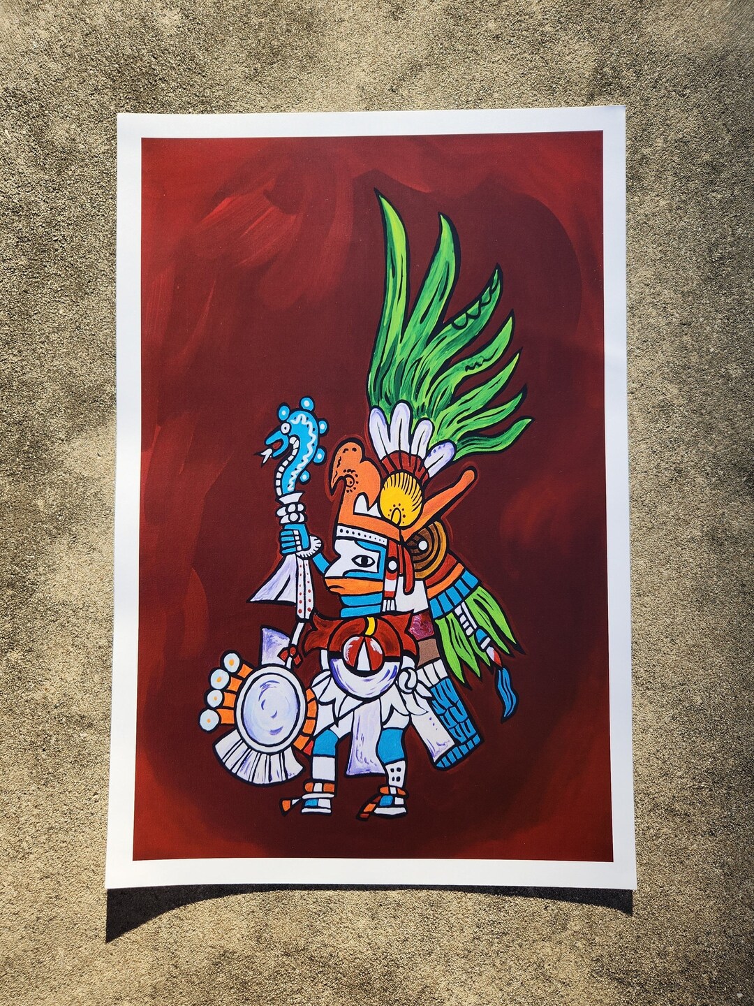 Huitzilopochtli Art Print Aztec Art 12 X 18 Inches - Etsy
