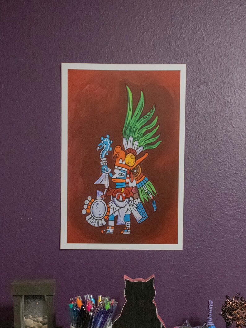 Huitzilopochtli Art Print 12 X 18 Inches - Chicano Wall Art Aztec God ...