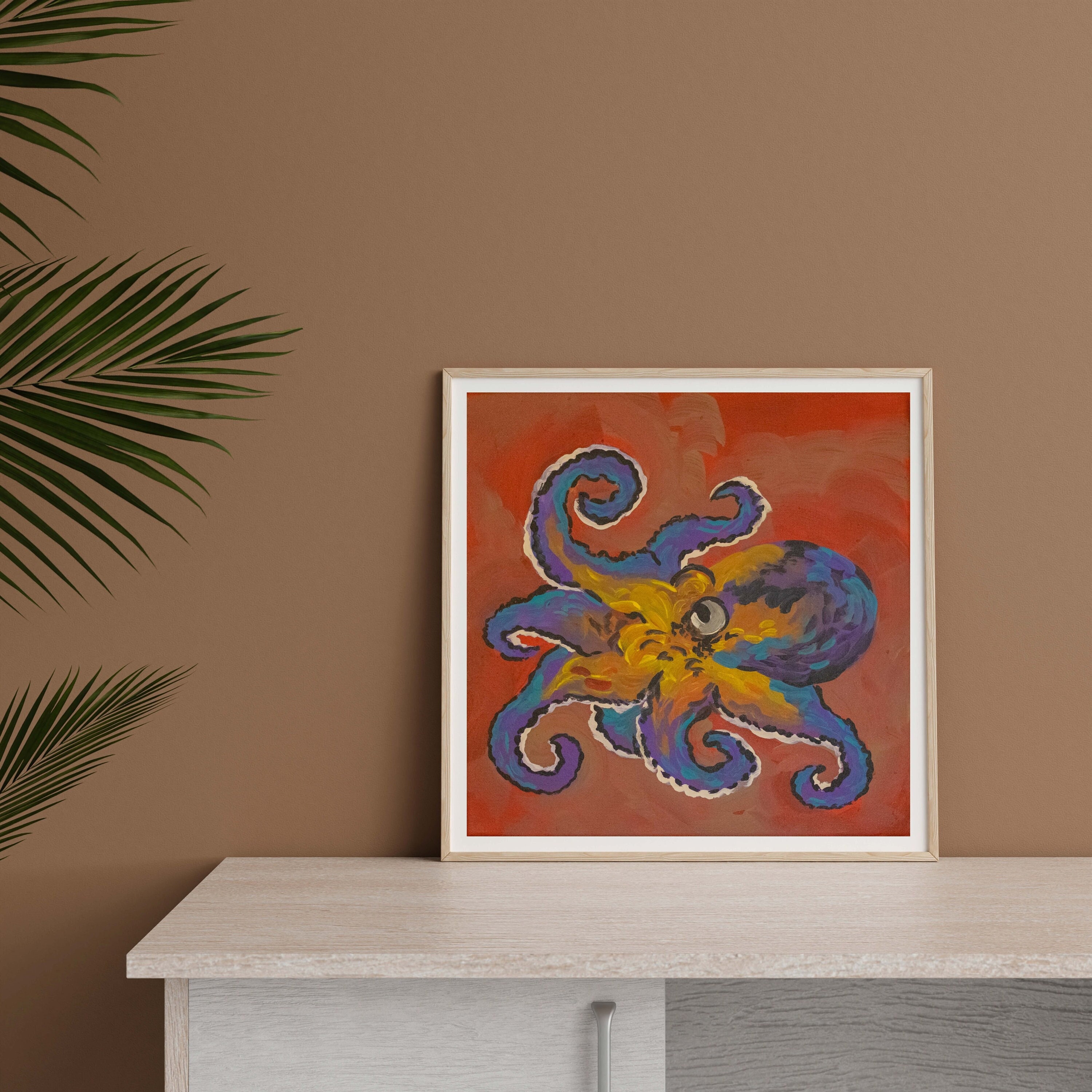 Octopus Art Print 8x8 Inches Nautical Home Decor Sea Life Print - Etsy