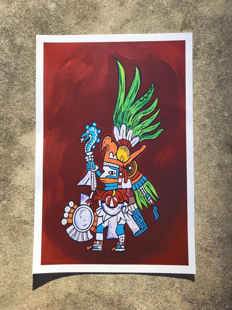 Huitzilopochtli Art Print 12 X 18 Inches - Chicano Wall Art Aztec God ...