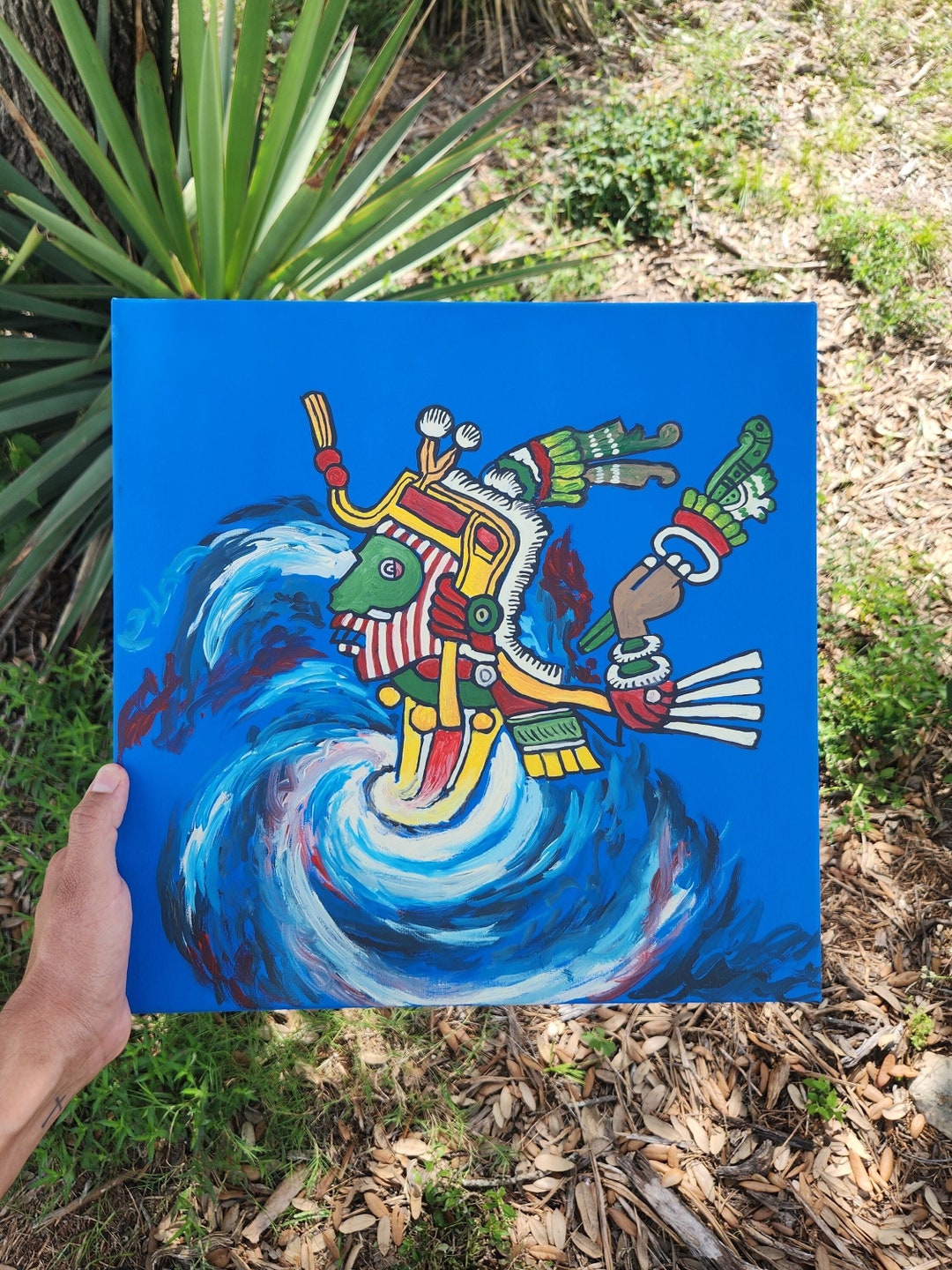 Aztec Wall Art Mixcoatl Chicano Art Wall Mexico Painting Gift Latino ...