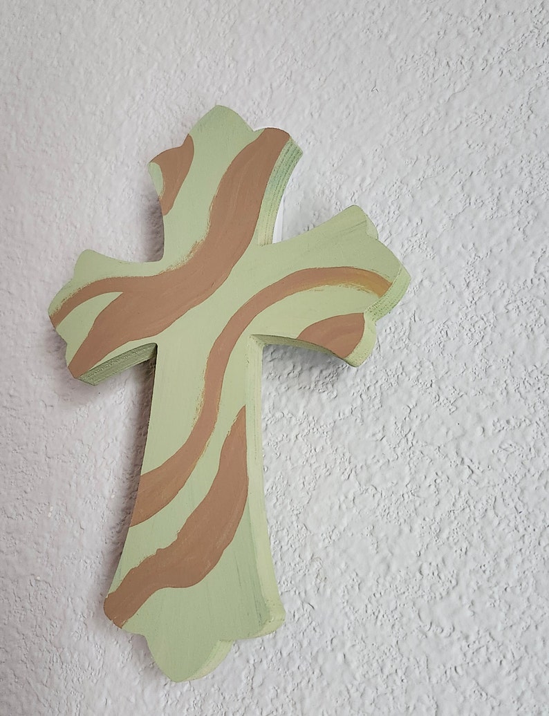 Hand-painted Cross Home Decor Green Cross for Cross Wall Texas Crucifix ...