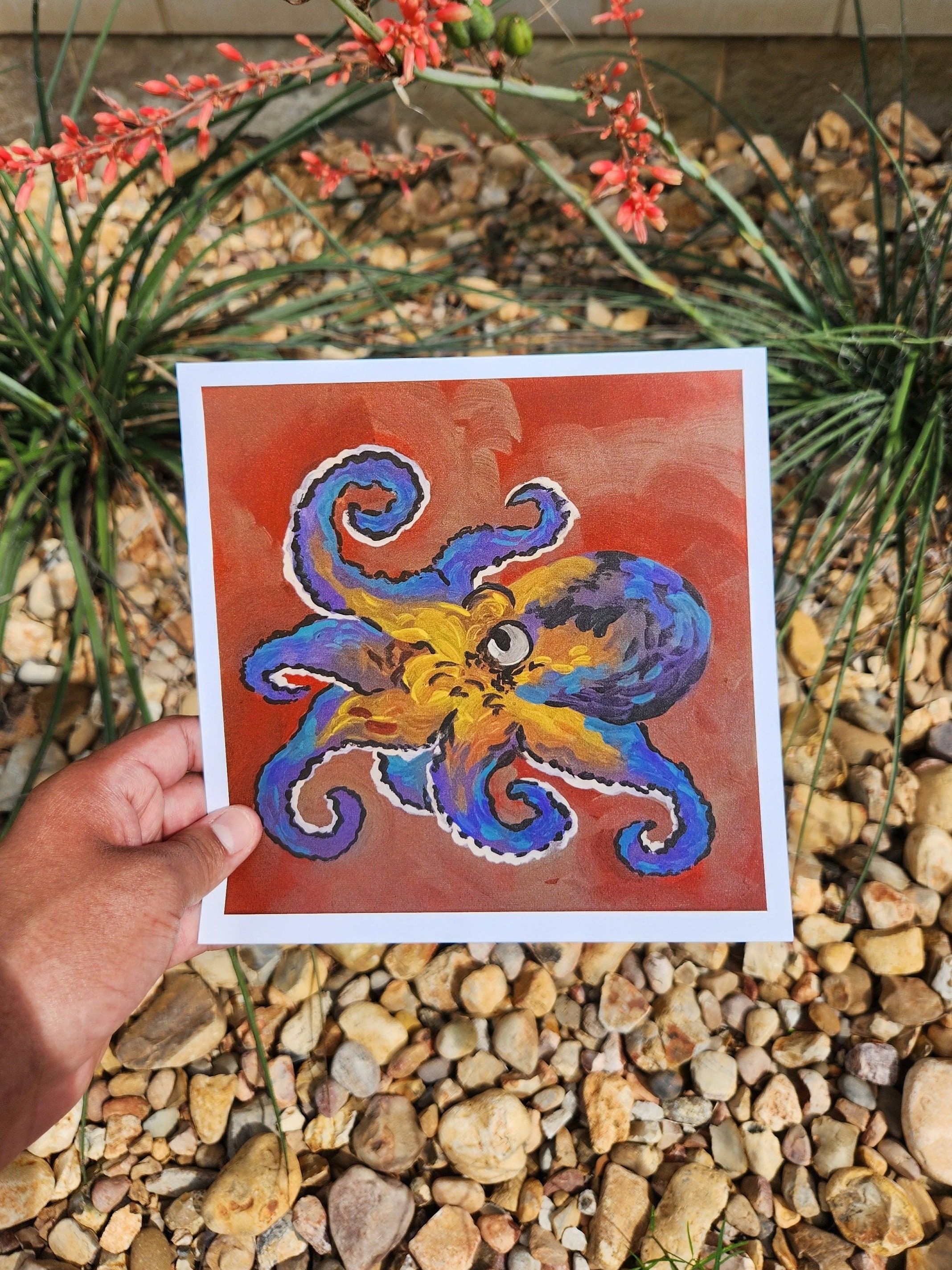 Octopus Art Print 8x8 Inches Nautical Home Decor Sea Life Print - Etsy