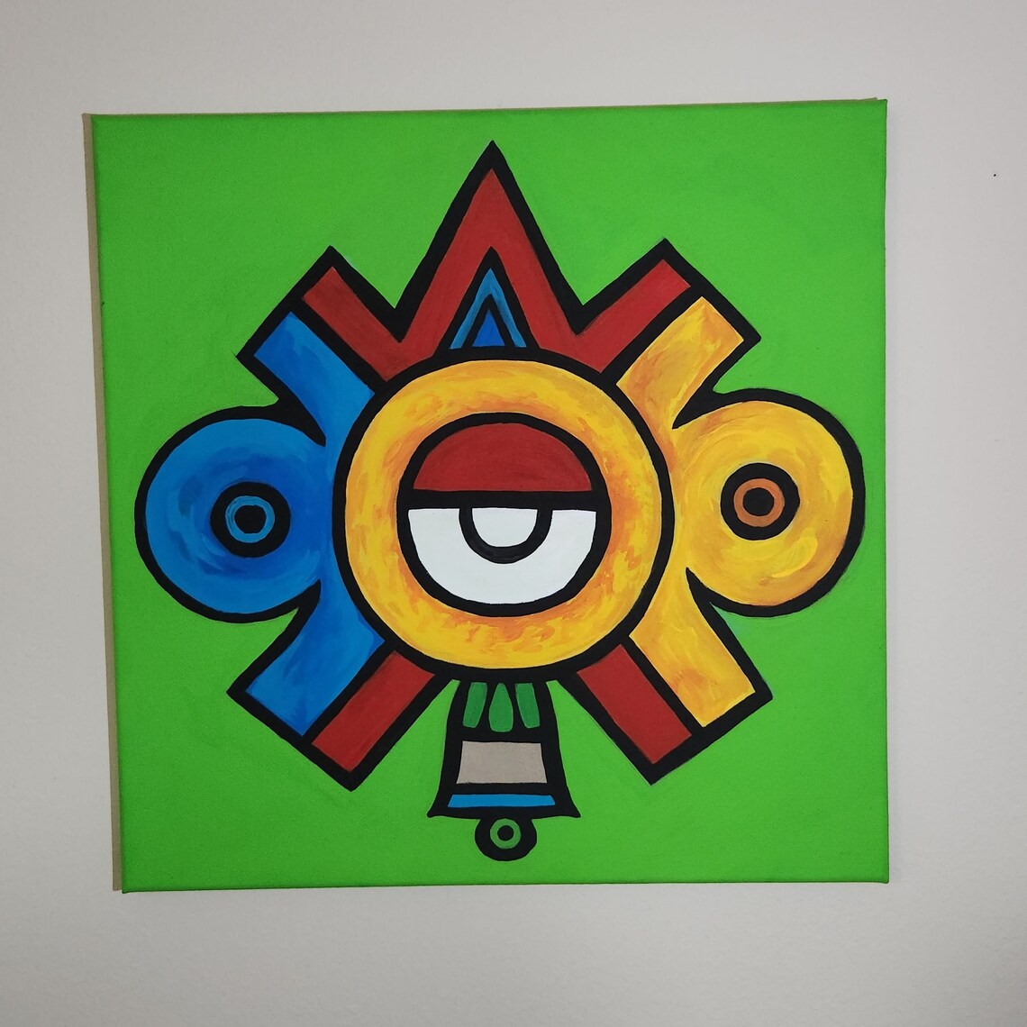 Mexican Wall Art Chicano Painting Nahui Ollin Aztec Symbol - Etsy