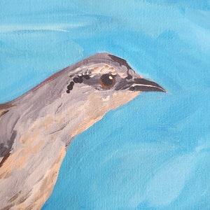 Mockingbird Painting, Bird Art, Acrylic on Canvas, Texas Mockingbird ...