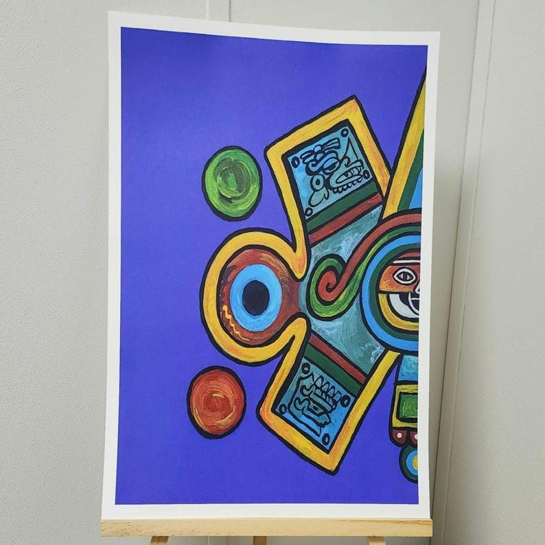 Aztec Ollin Art Print 12x18 Inches Mexican Wall Art, Mesoamerican Decor ...