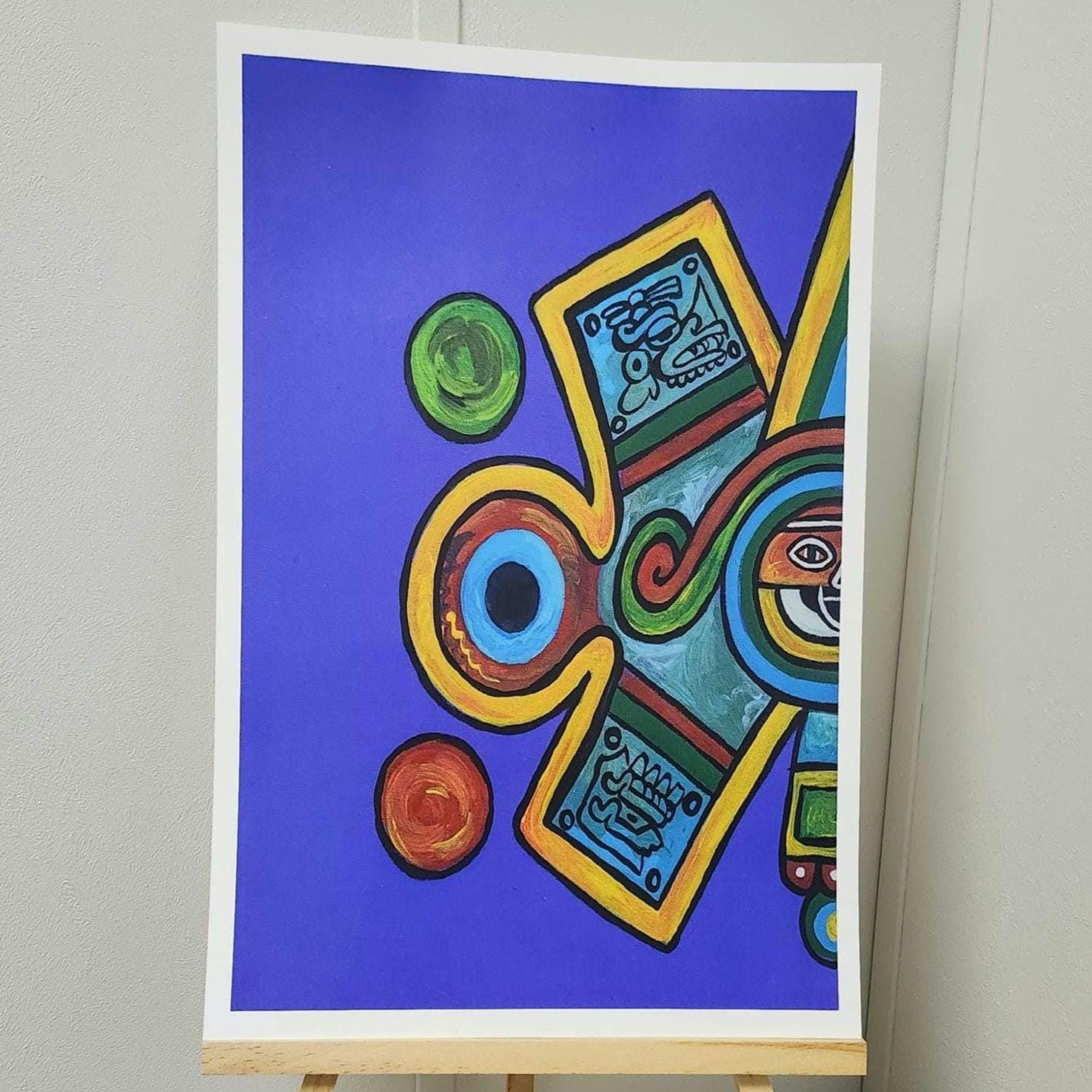 Aztec Ollin Art Print 12x18 Inches Mexican Wall Art, Mesoamerican Decor ...