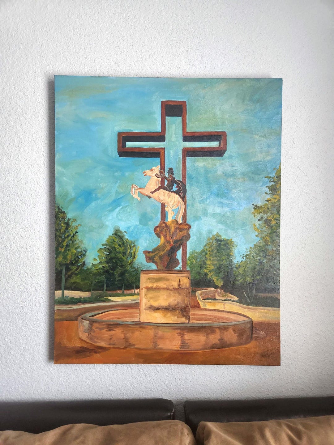 Kerrville Cross With Christ the Redeemer Original Painting - Oil on ...