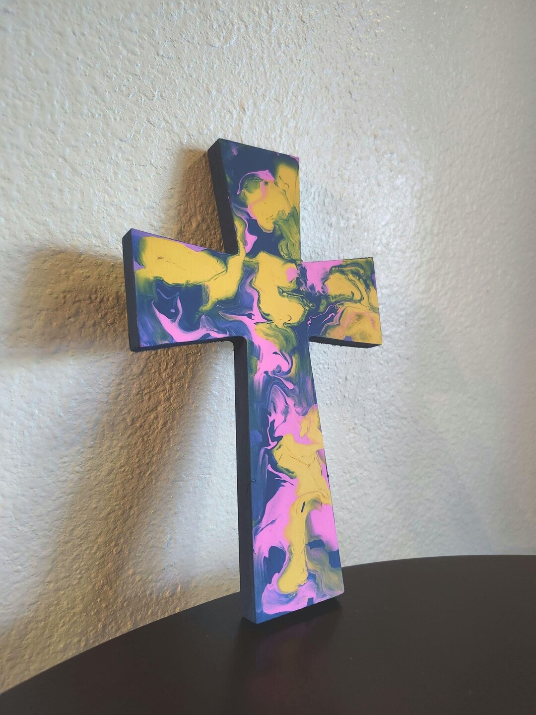 Painted Cross 8 X 5 Inches, Colorful Crucifix, Wall Hanging, Decorative ...