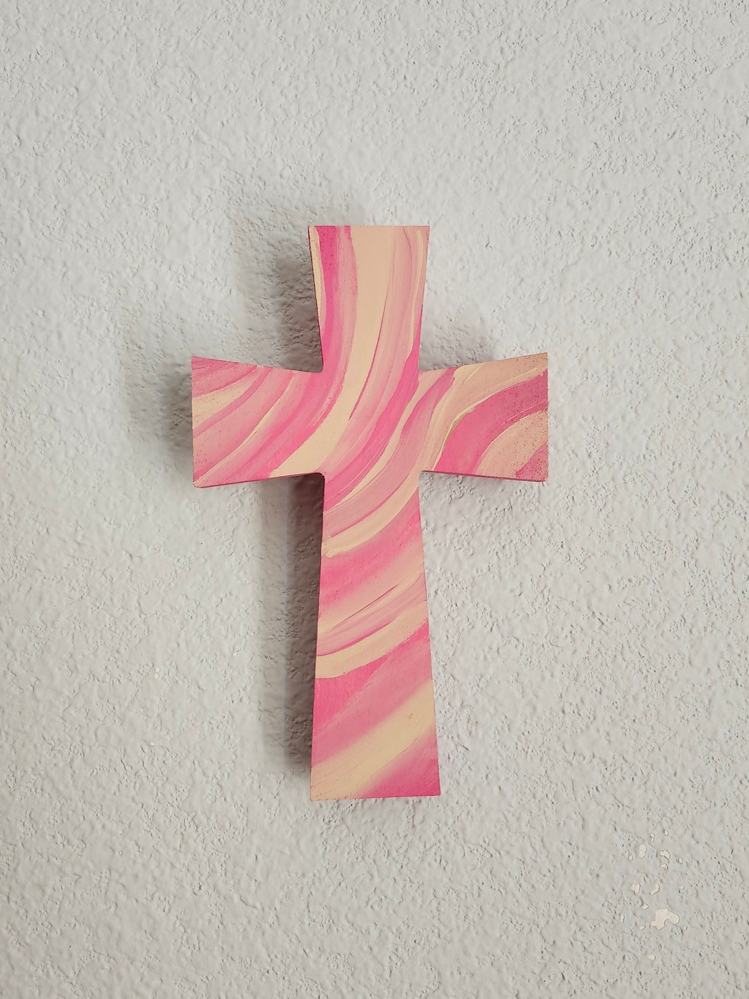 Hand-painted Cross Home Decor Pink Cross for Cross Wall Pink Crucifix ...