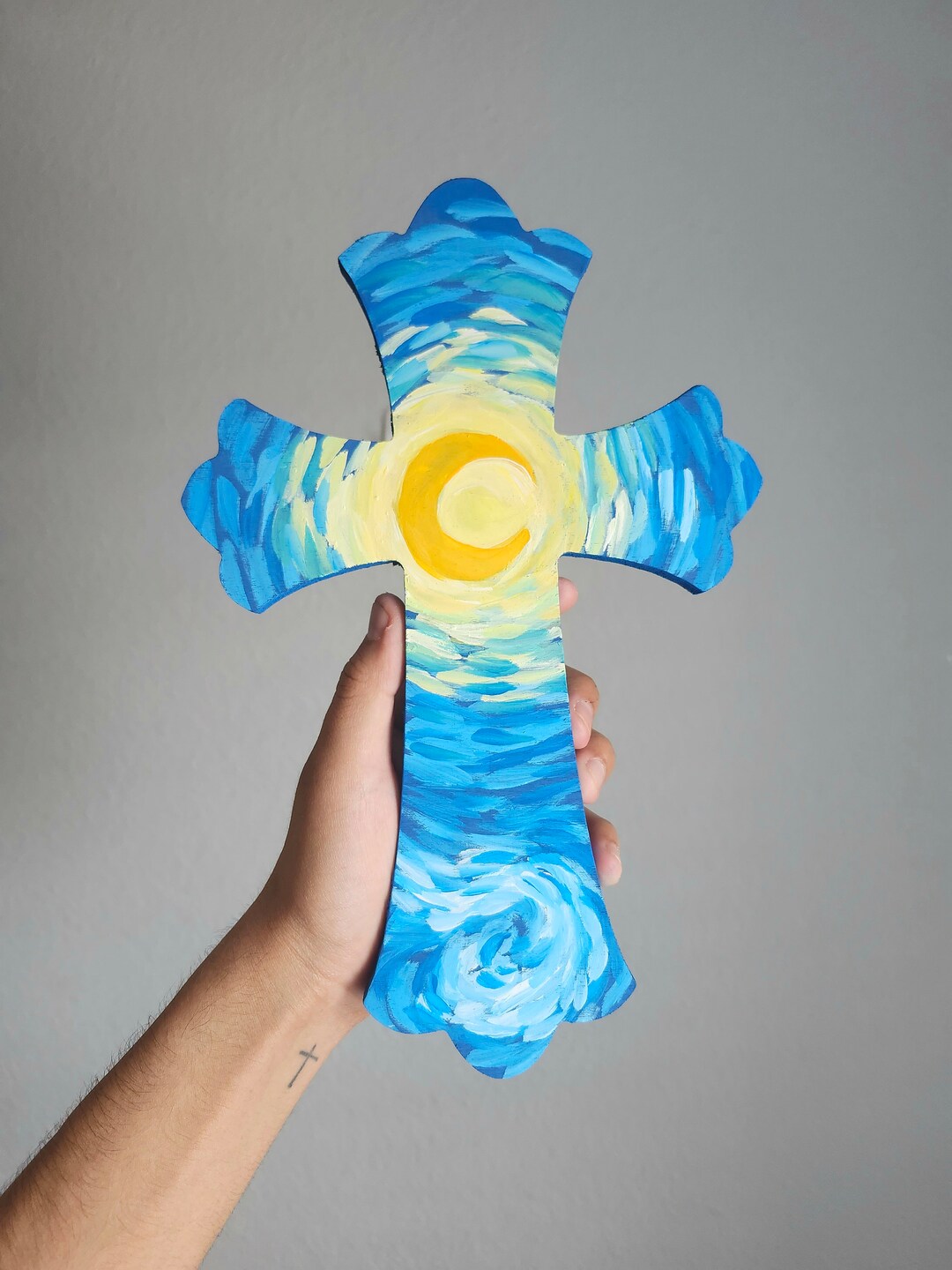 Painted Cross Starry Night - 12 X 7 Inches - Etsy