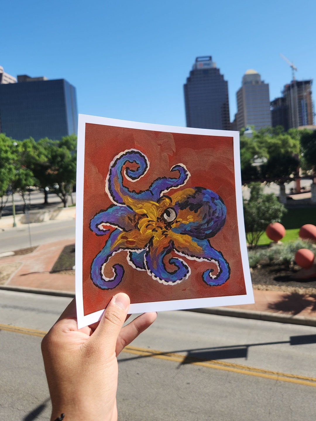 Octopus Art Print 8x8 Inches Nautical Home Decor Sea Life Print - Etsy