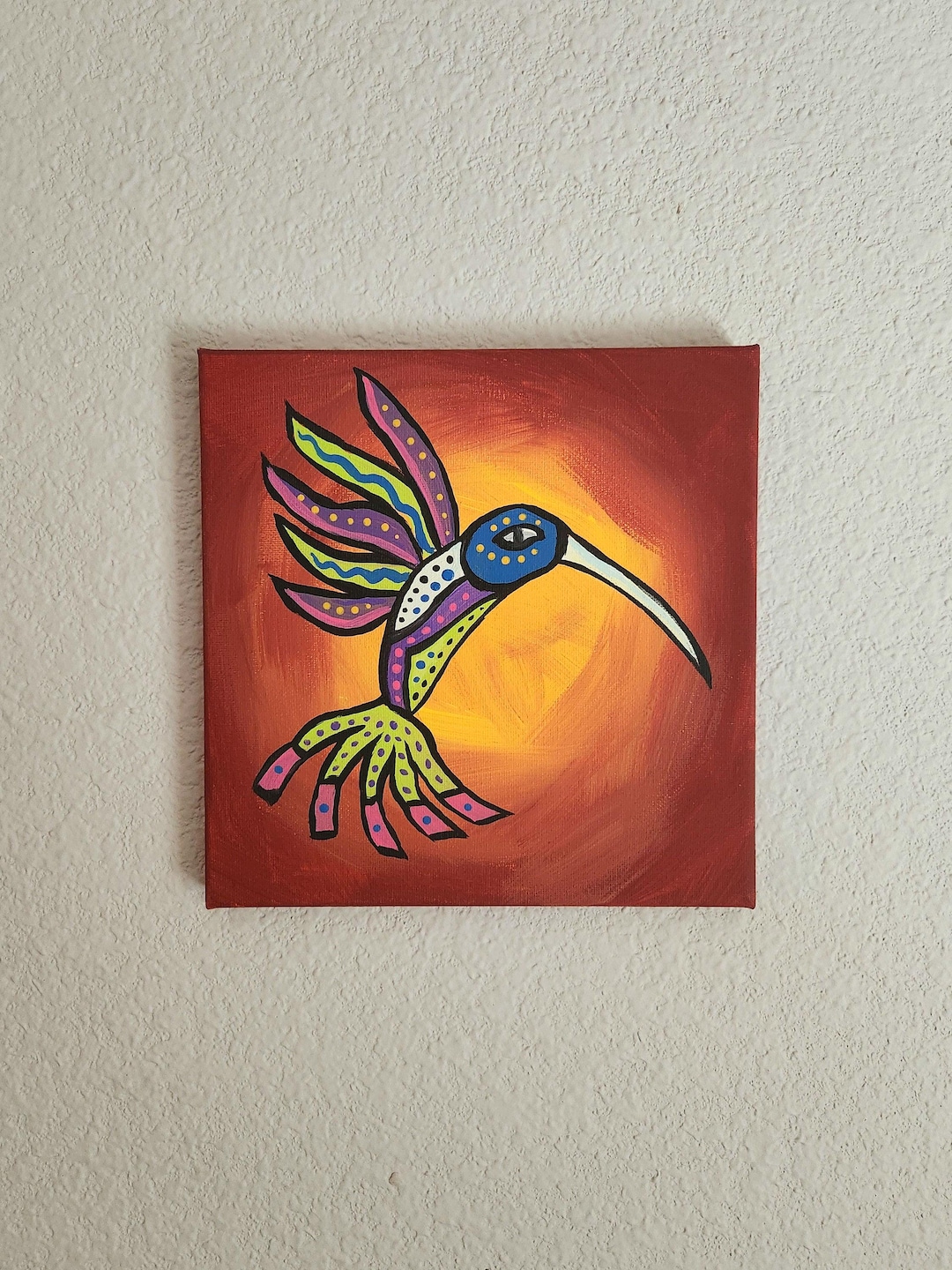 Alebrije Painting Hummingbird Wall Art Mexican Room Decor Chicano Art ...