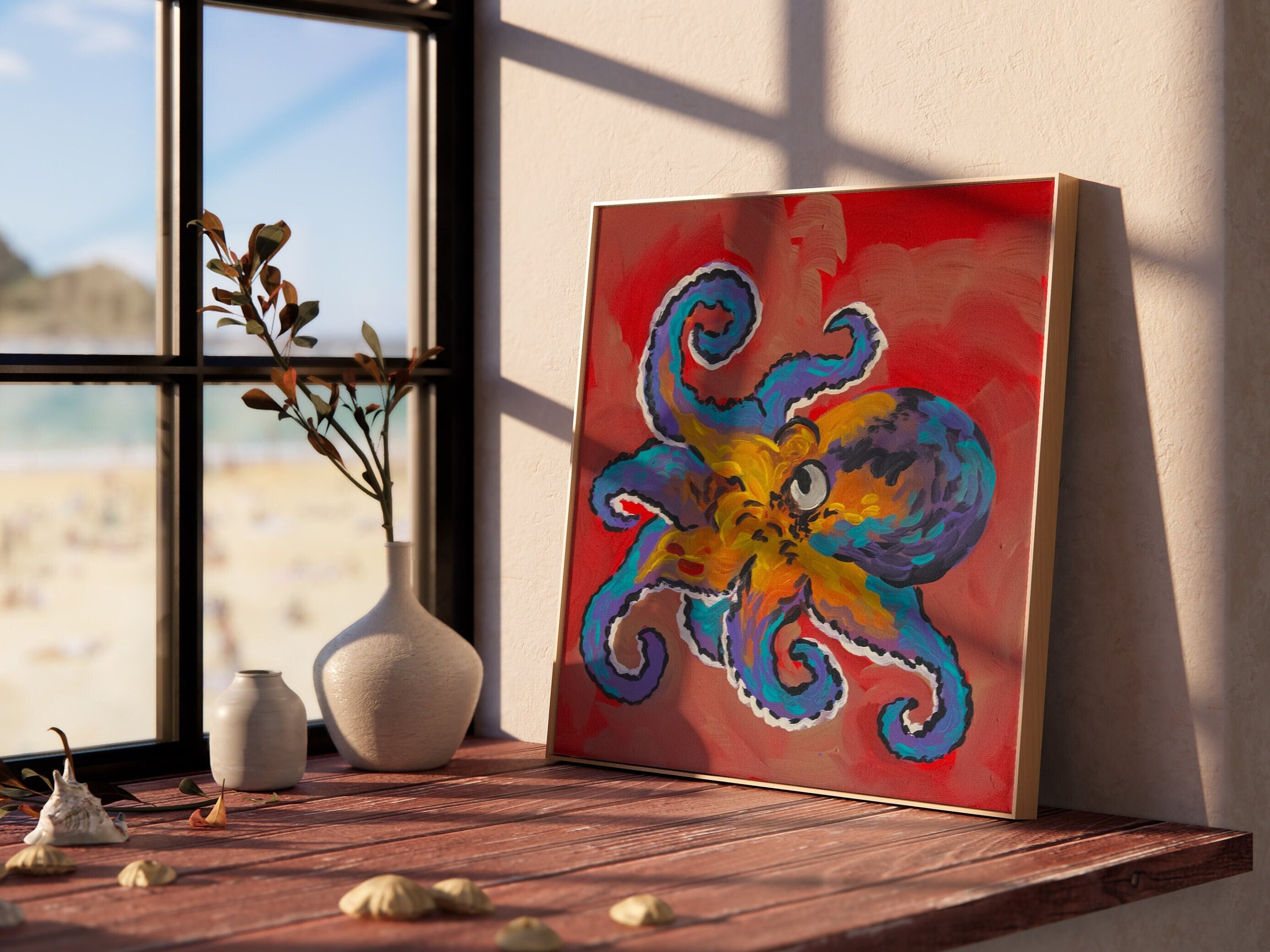 Octopus Art Print 8x8 Inches Nautical Home Decor Sea Life Print - Etsy