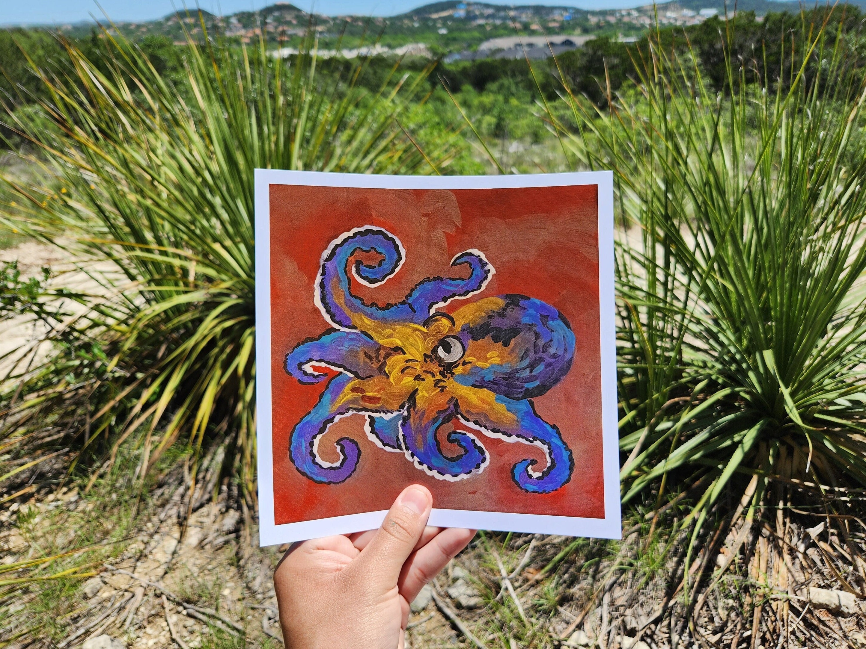 Octopus Art Print 8x8 Inches Nautical Home Decor Sea Life Print - Etsy