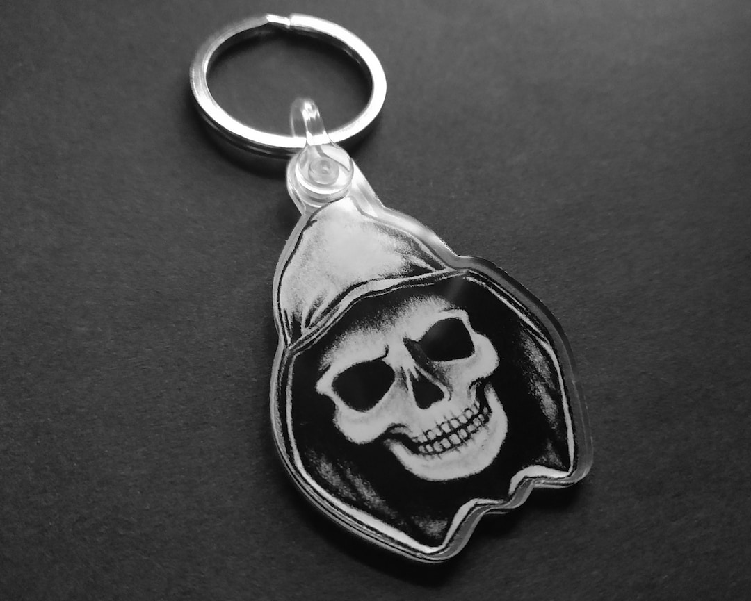 Grim Reaper Keychain Skeleton Illustration Acrylic Keychain - Etsy