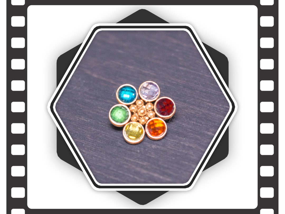 Rainbow Flower Dermal Piercing. Internally Threaded Dermal Top ...