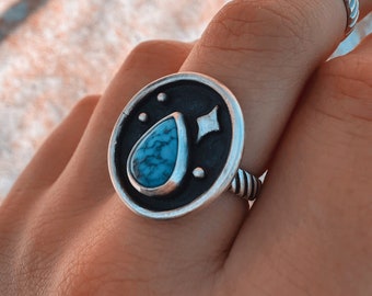 New Lander Turquoise Ring, Sterling Silver, Ring, Silversmith ...