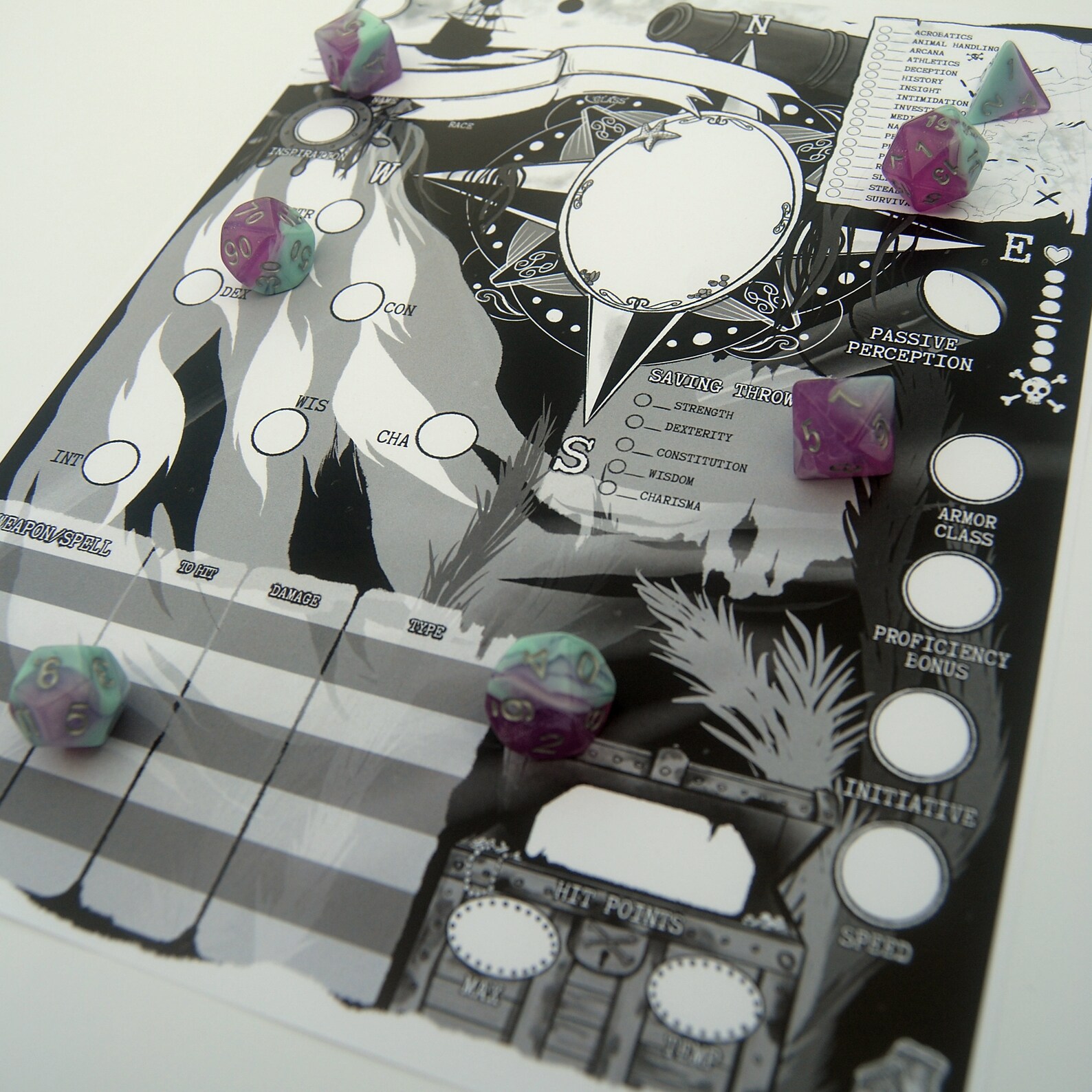 Pirate Sea Themed DND TTRPG Character Sheet Digital Download - Etsy