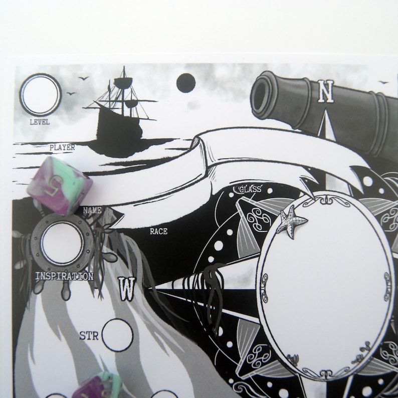 Pirate Sea Themed DND TTRPG Character Sheet Digital Download - Etsy