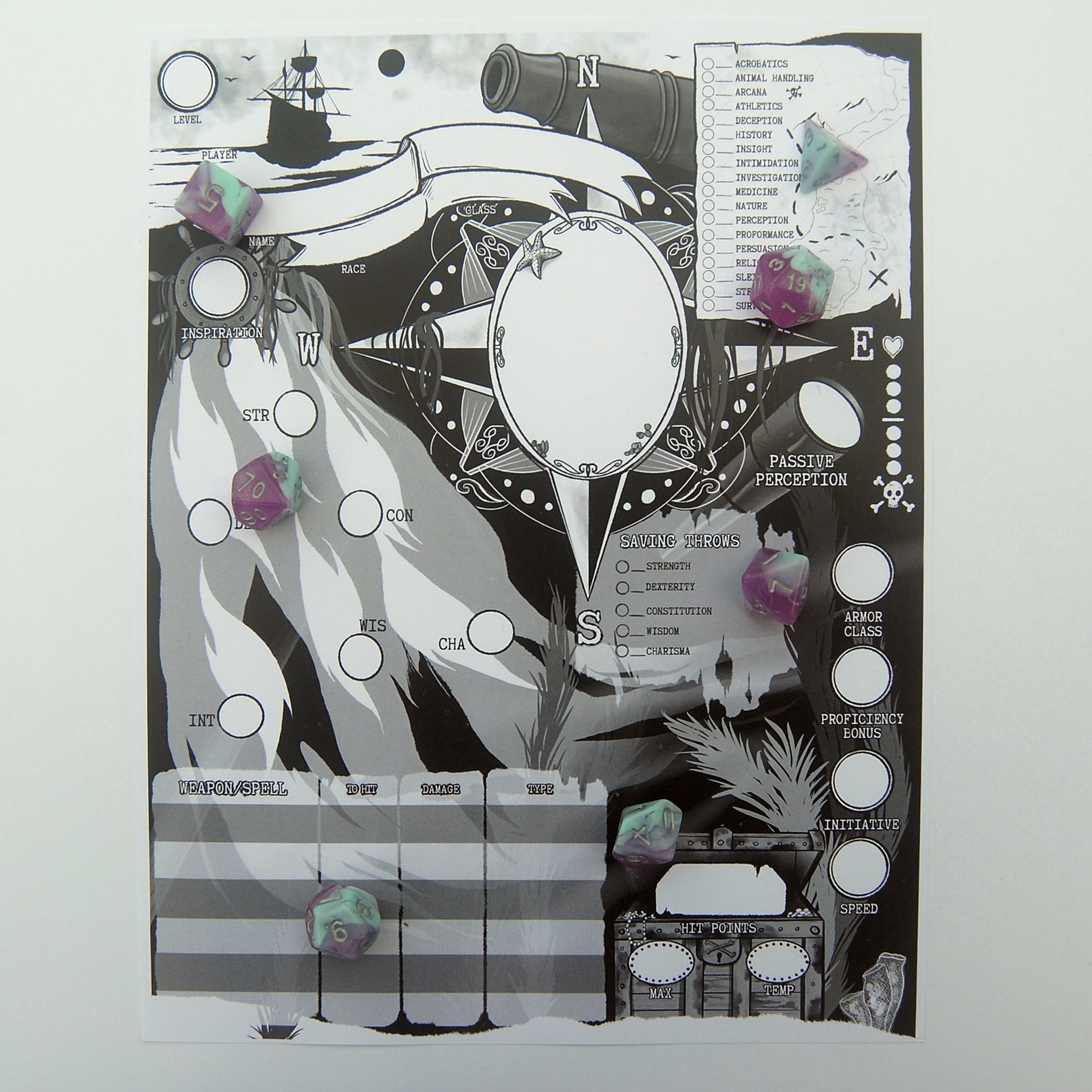 Pirate Sea Themed DND TTRPG Character Sheet Digital Download - Etsy