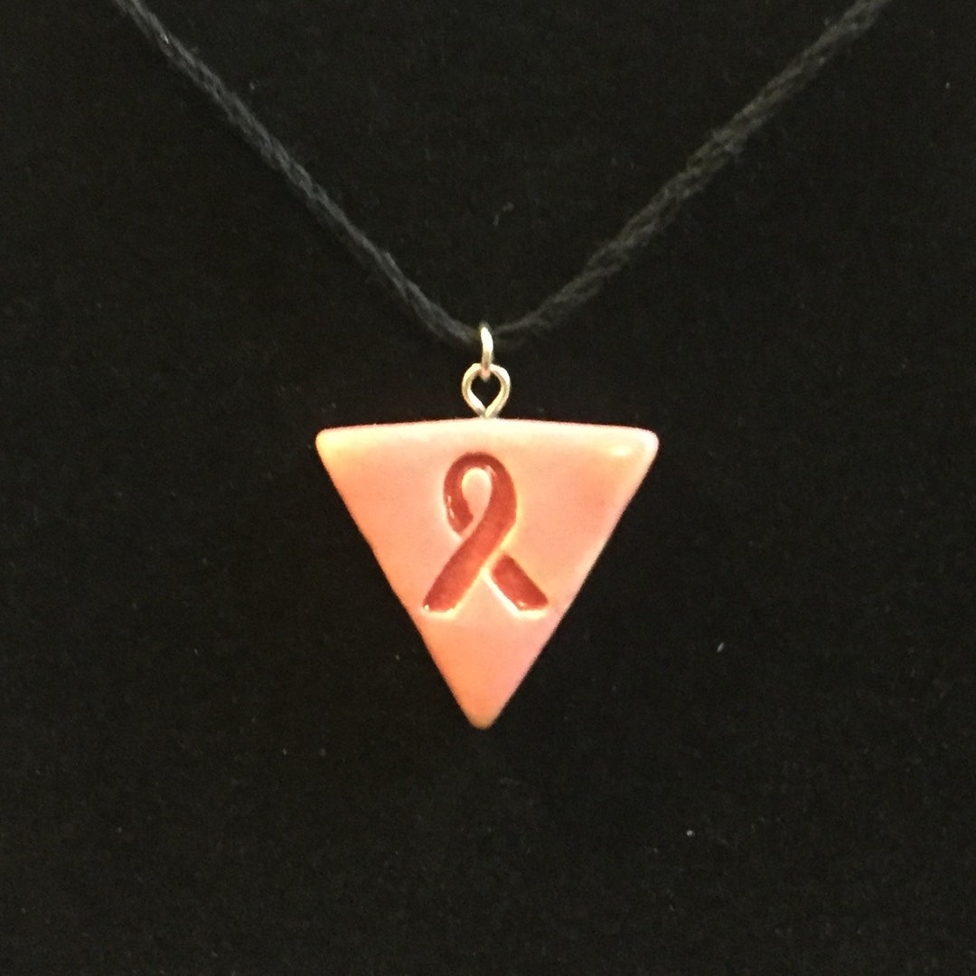 Remembrance AIDS Ribbon Pink Triangle Gay Queer LGBT Ceramic Pendant ...